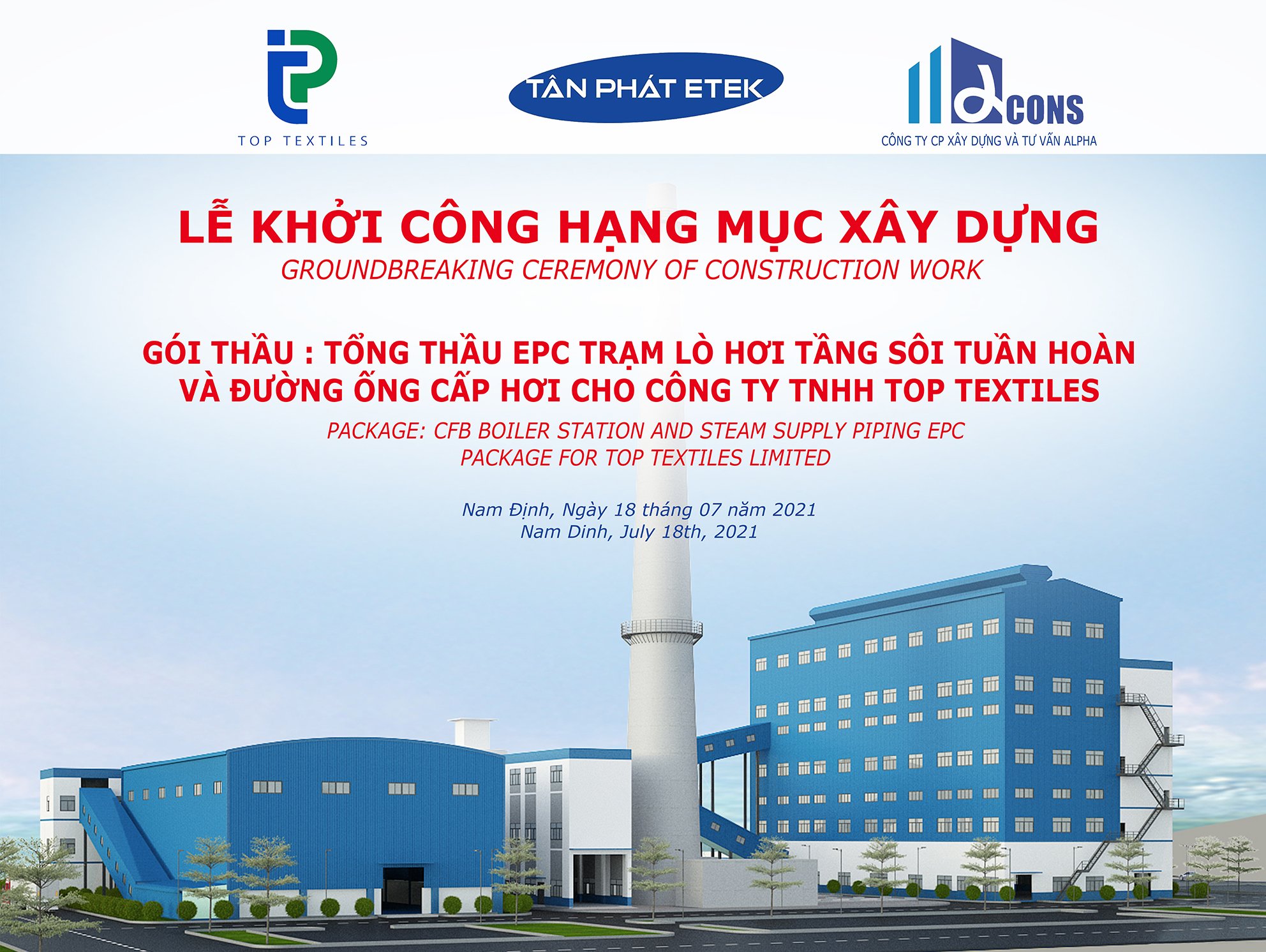Lễ khởi công Dự án Nhà máy TOP TEXTILES tại KCN Rạng Đông-Nam Định